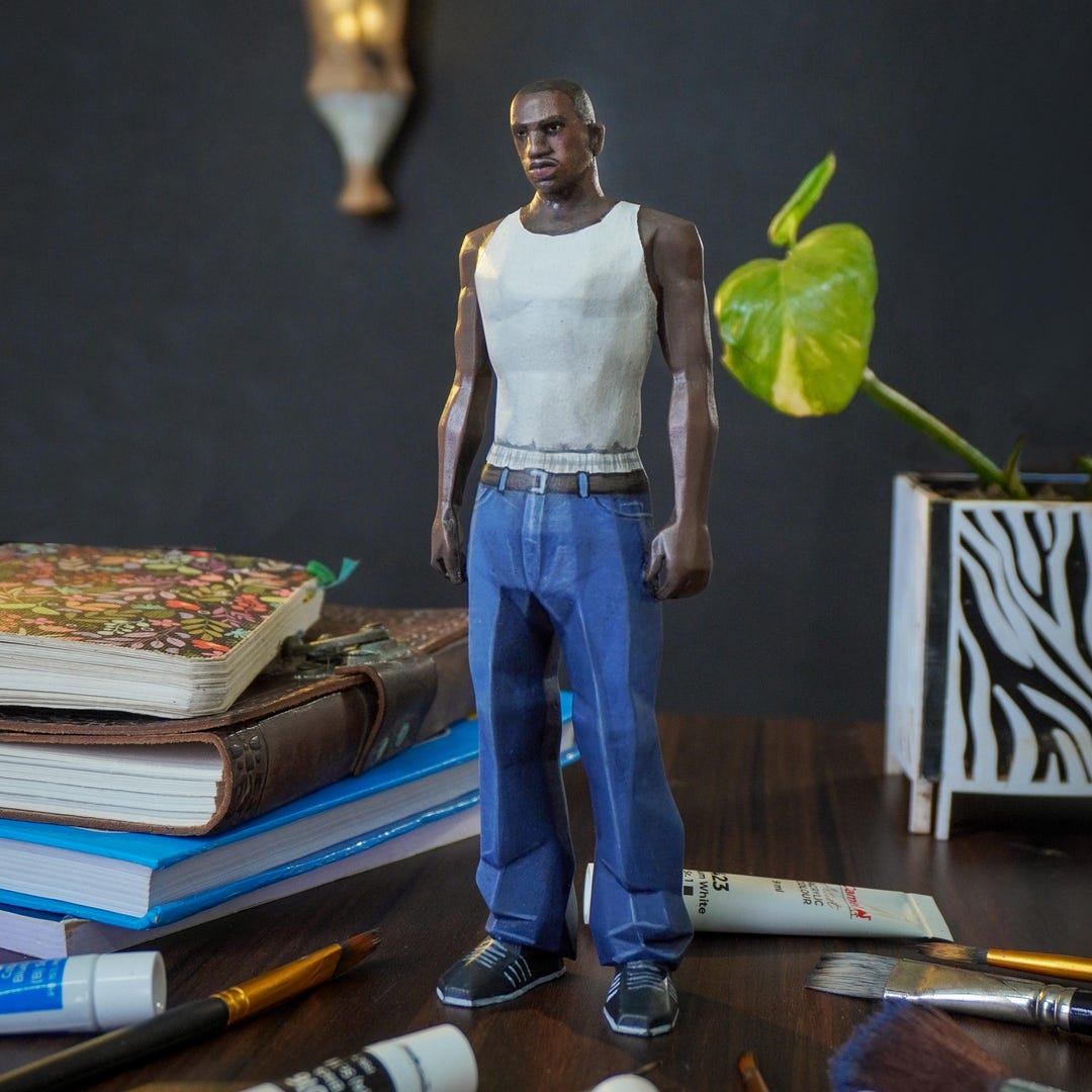 Hand Painted Gaming Figure of CJ : Vintage Gaming Character 3d Printe 6 ...