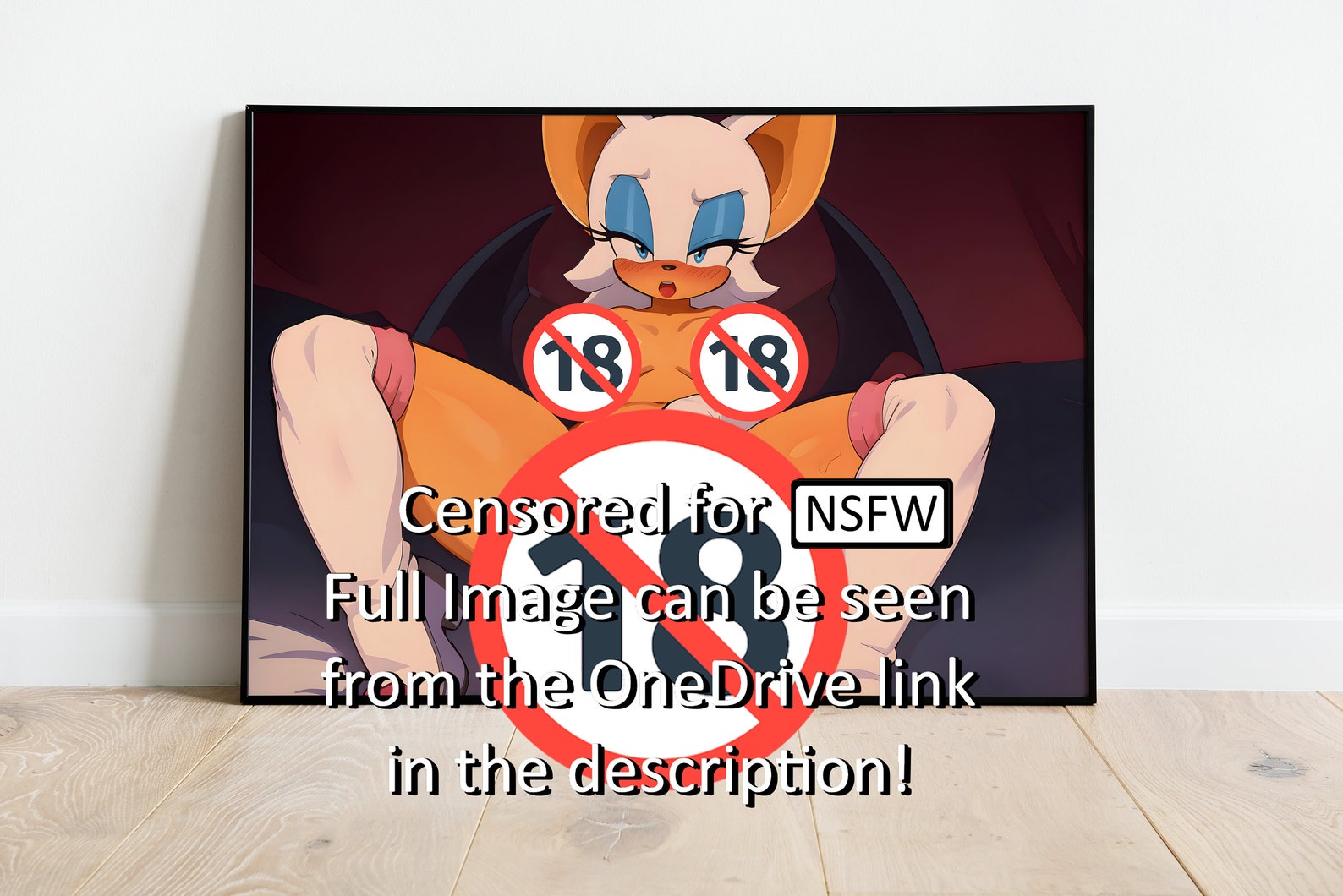 Rouge The Bat Waifu Furry Adult Mature Wall Art Premium Matte