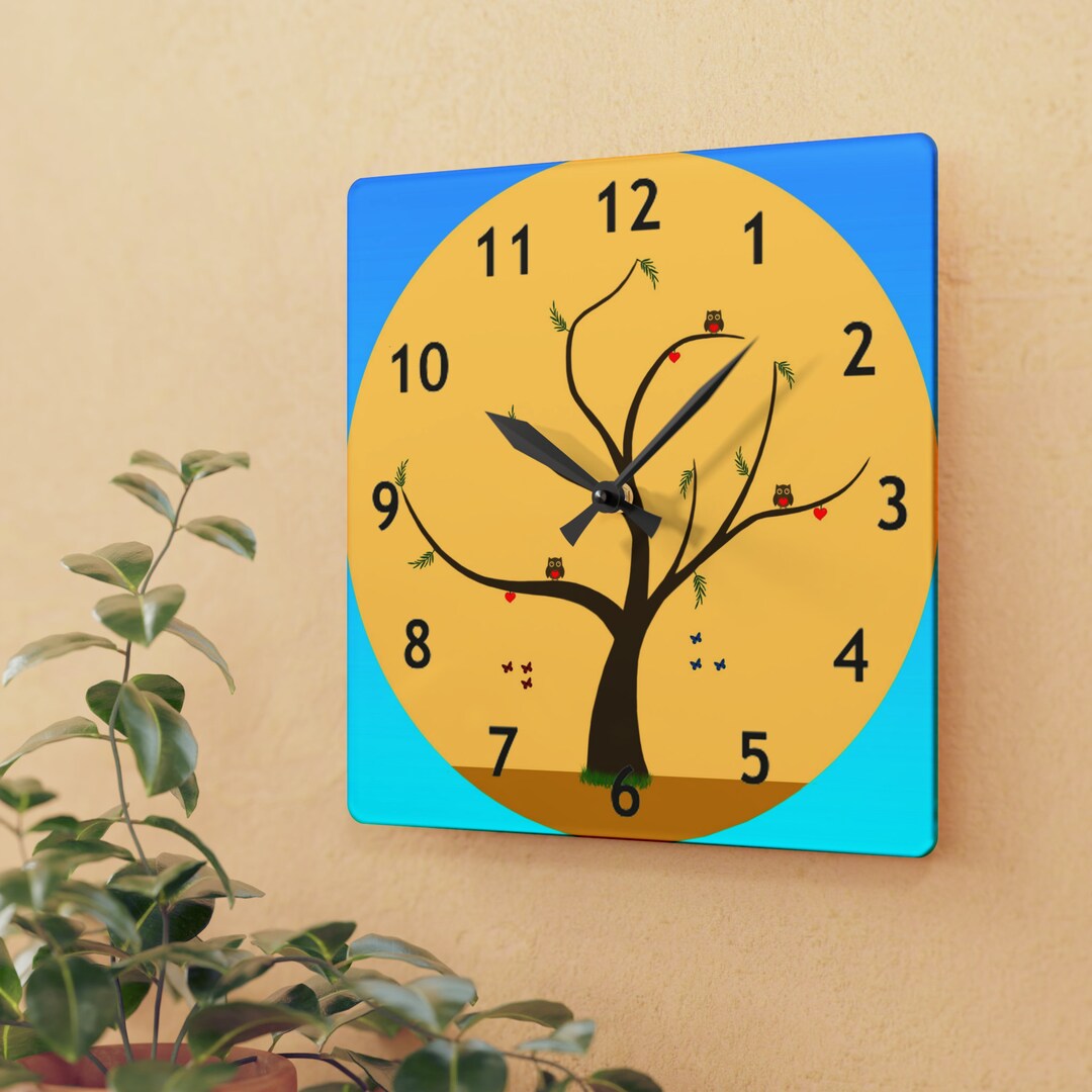 Colorful Wall Clock, Watercolor Wall Clock, Clock Print Art, Season ...
