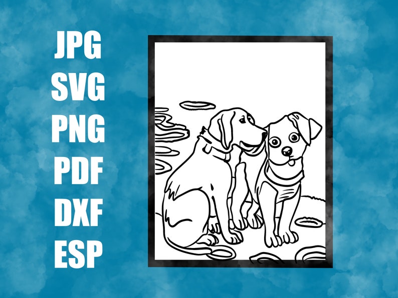Two Dogs Coloring Page Printable Puppies Coloring Page for - Etsy