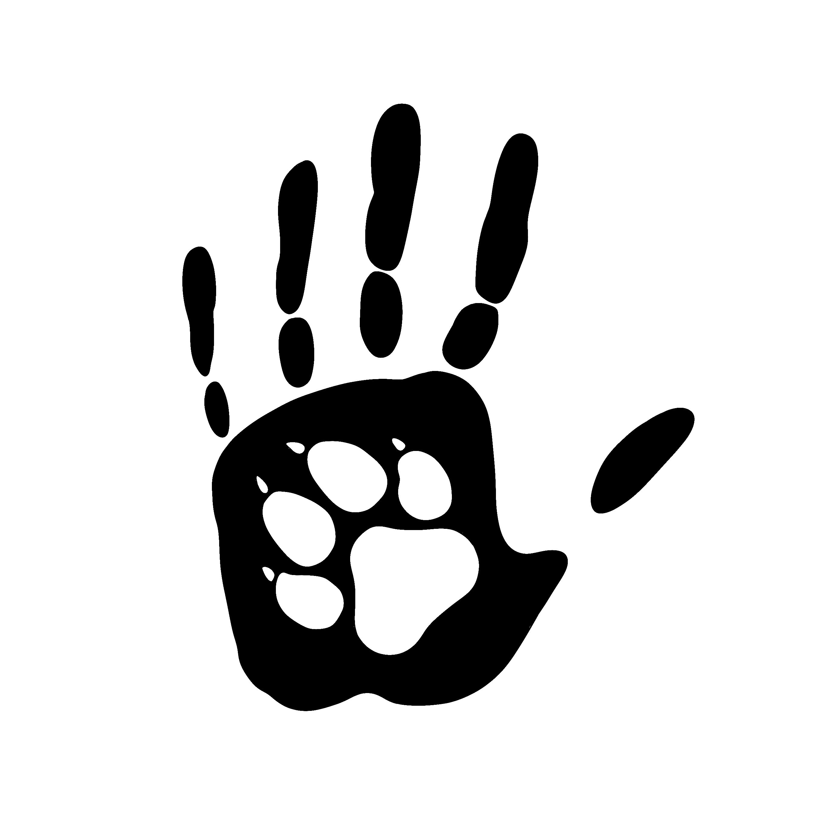Hand and Paw Svg, Dog Paw Clipart, Dog Paw and Hand Svg, Dog Silhouette ...