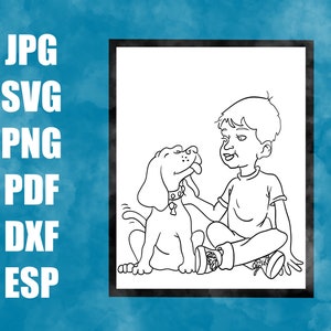 Coloring Page Dog and Human Cute Puppy Printable Adult - Etsy