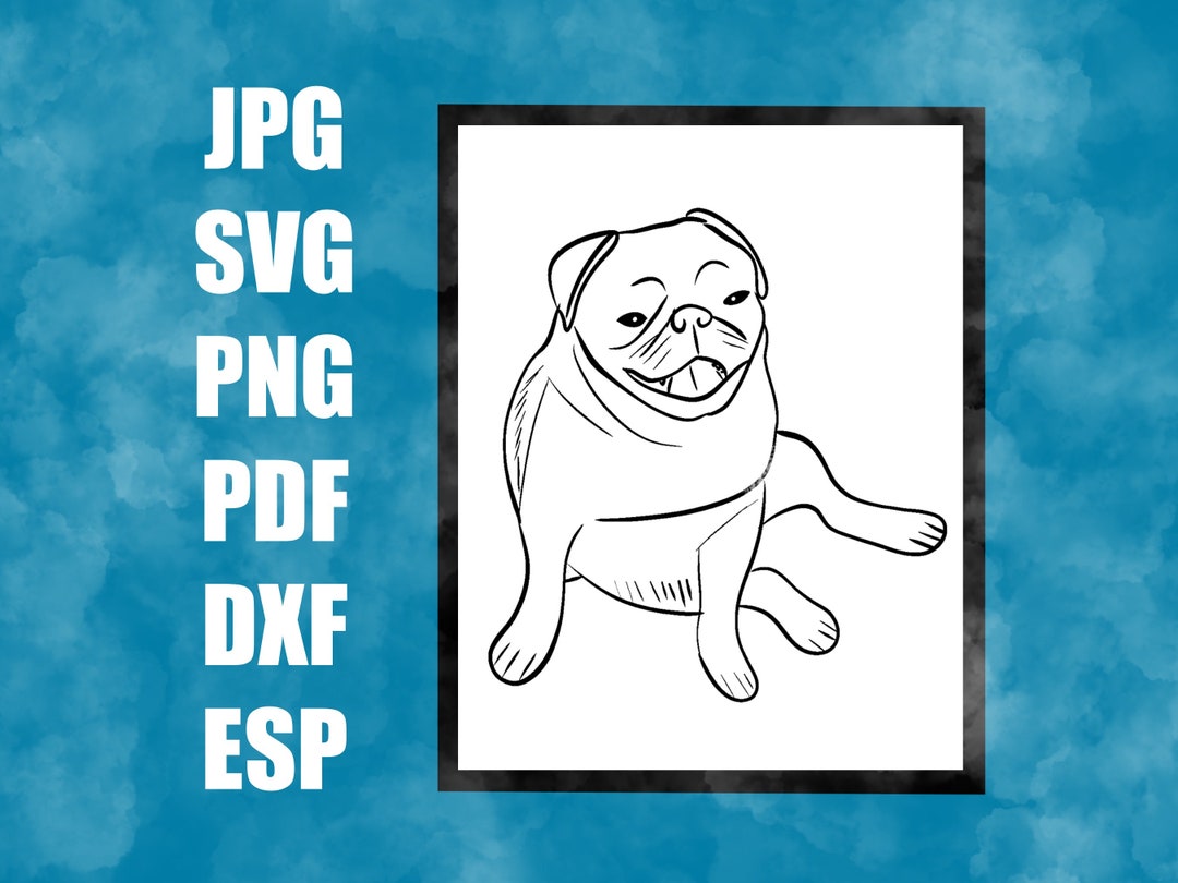 Tired Pug SVG, Cute Dog Breed Silhouette Digital Download, Doggie Mum ...
