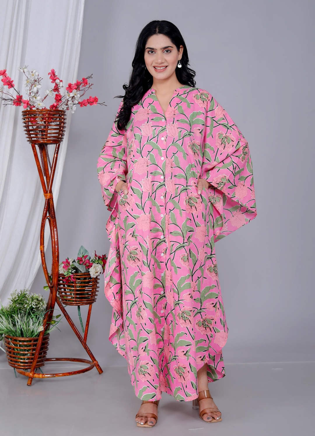 100% Cotton Kaftan, Women's Cotton Kaftan Tunic, Handmade Cotton Kaftan, Boho Cotton Kaftan ...