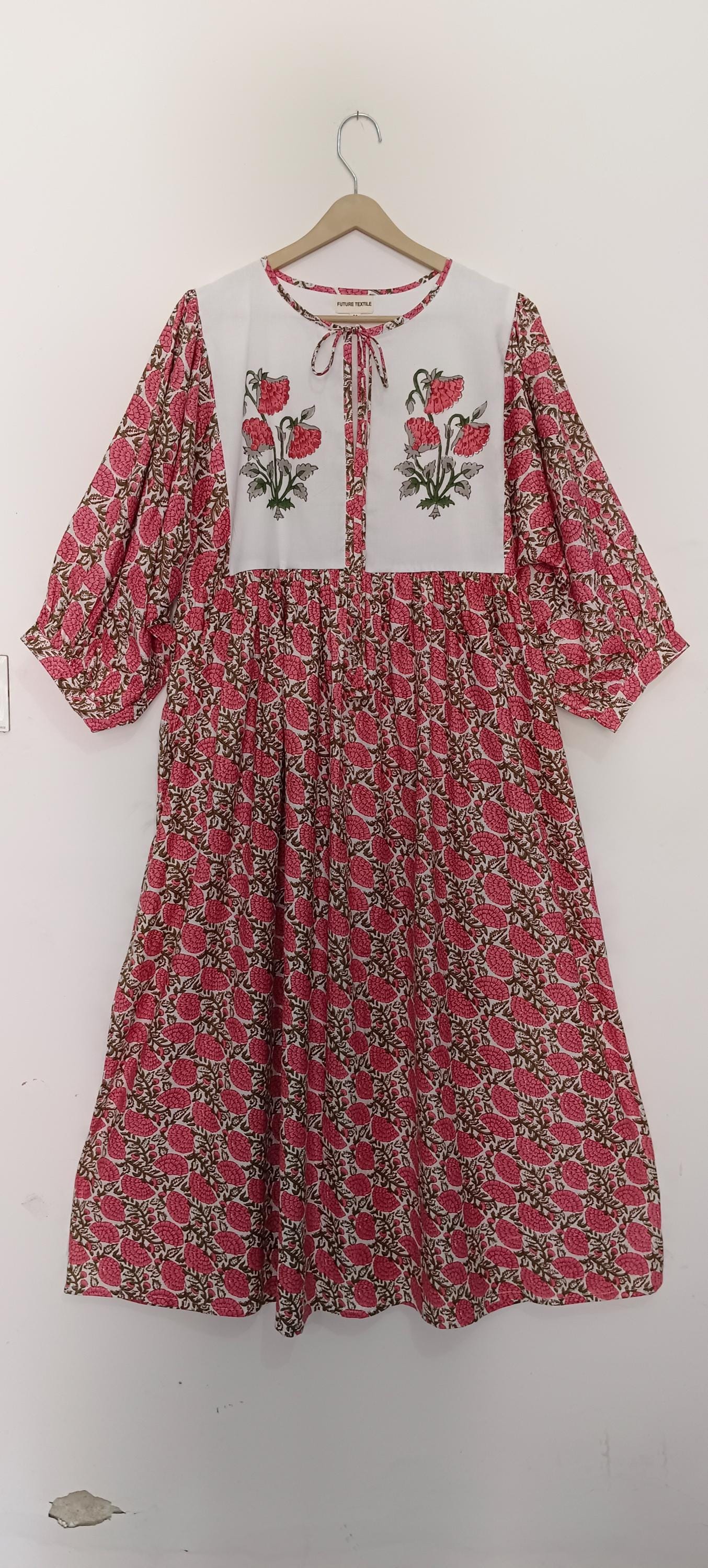 Floral Block Print Cotton Gauze Maxi Dress: Bohemian Summer Style - Etsy