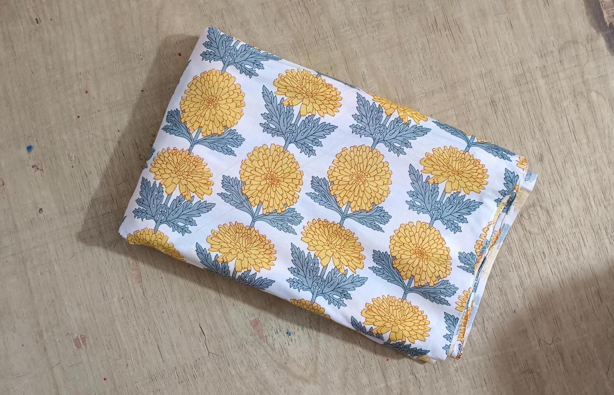Hand Block Print Cotton Fabric: Indian Floral Sewing Material by the ...