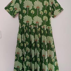 Hand Block Print Cotton Dress: Summer Palm Tree Dress With Pockets - Etsy