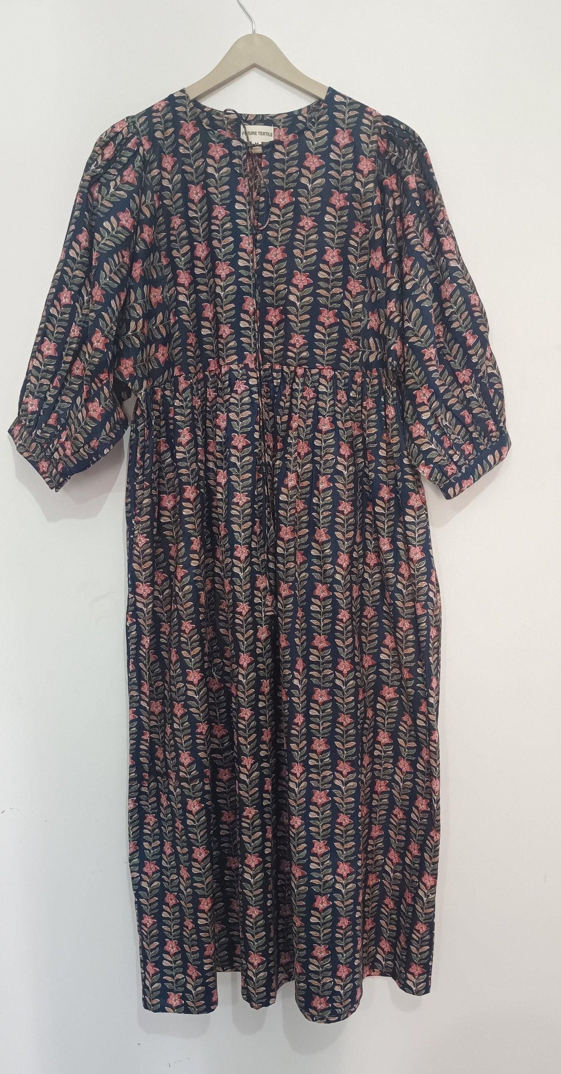 Floral Block Print Cotton Gauze Dress With Pockets - Etsy