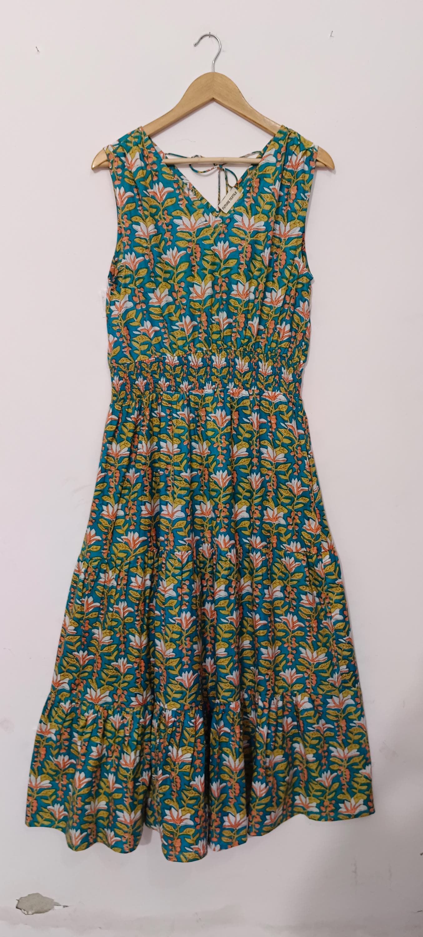 Handblock Cotton Long Dress, Indian Floral Print - Etsy
