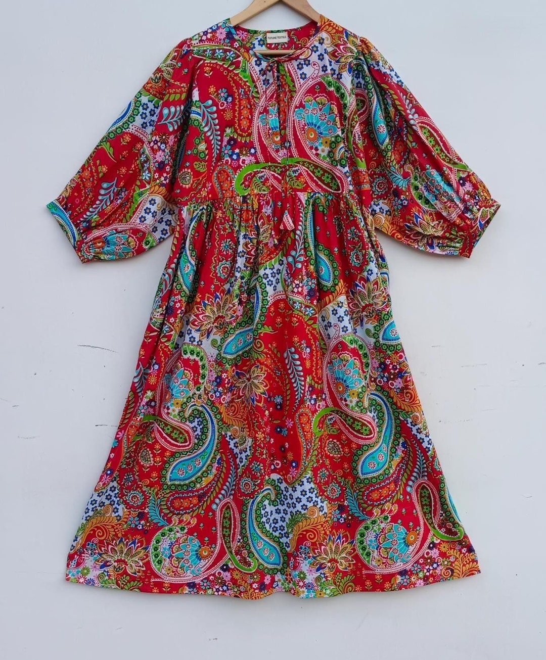 Handblock Floral Cotton Dress: Motif Print Summer Wear - Etsy