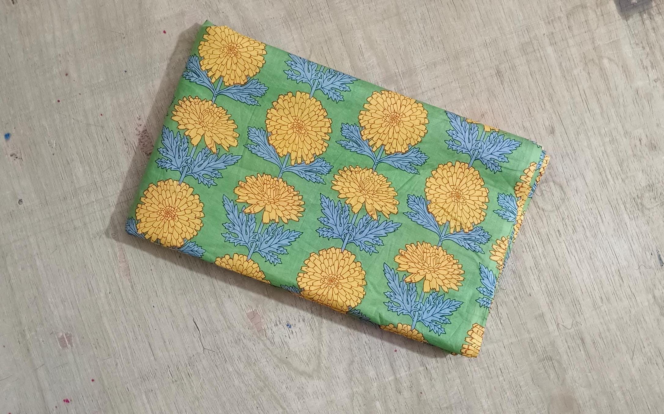 Hand Block Print Cotton Fabric: Indian Floral Sewing Material by the ...
