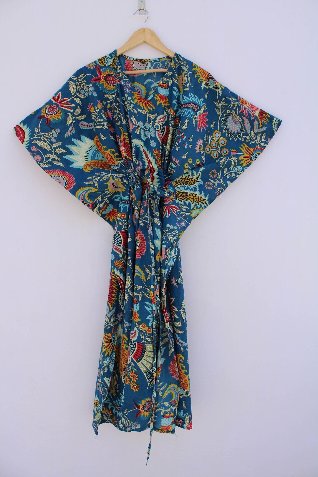 Floral Cotton Kaftan Dress: Indian Maxi Gown, Plus Size Sleepwear - Etsy