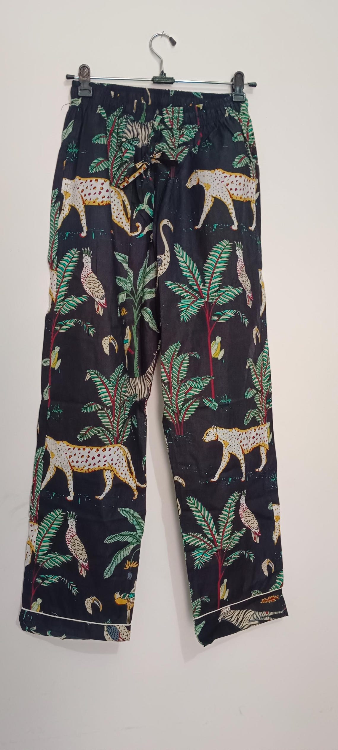 Bird Print Cotton Pajama Set: Women's Black Lounge Set - Etsy