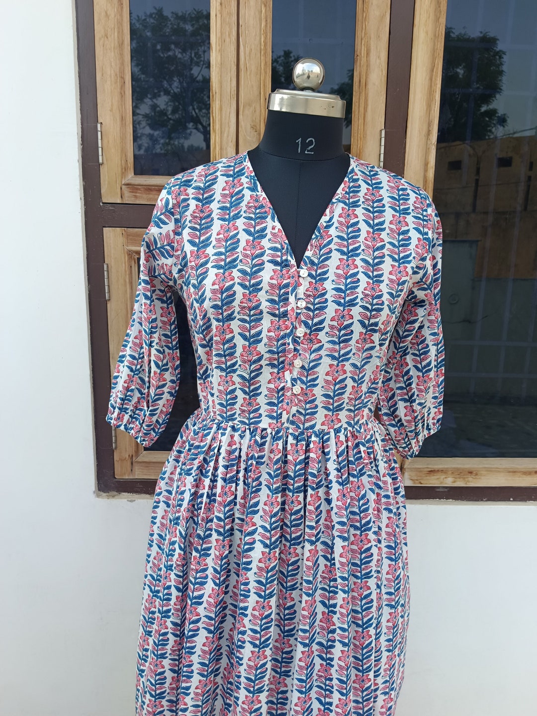 Mix Color Block Printed Cotton Maxi Dress, Summer Wear Long Maxi Dress ...