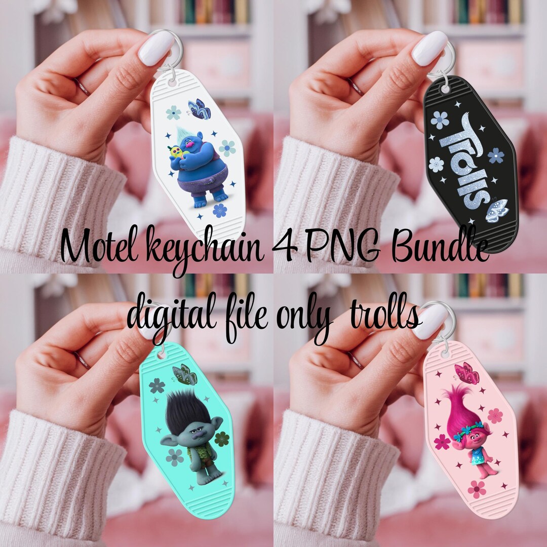 Trolls Bundle Motel Keychain Png, Perfect for Uv DTF…. 4 Png File ...