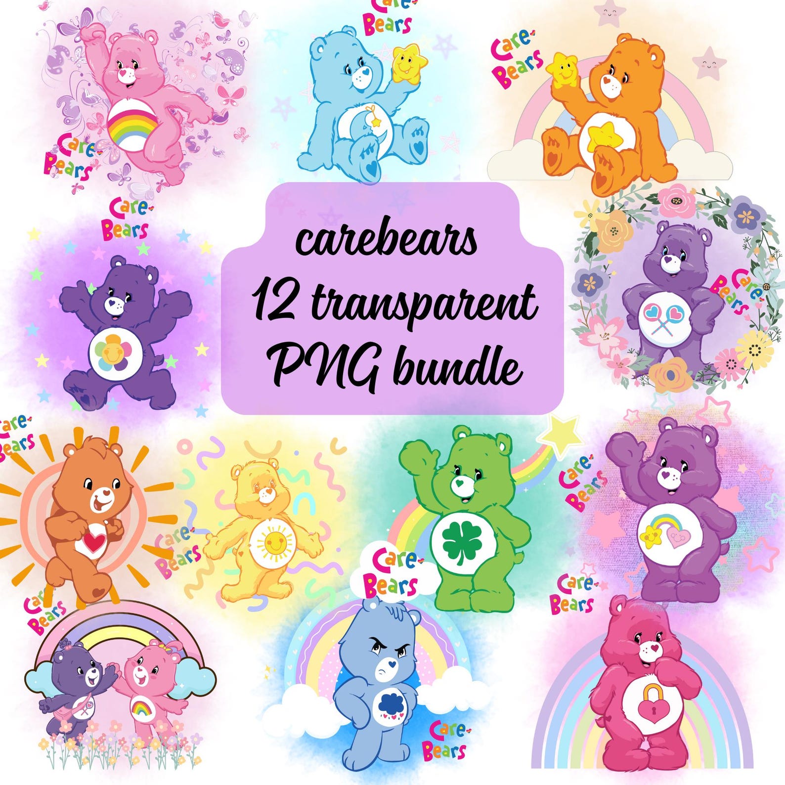 Care Bears Png Bundle 12 Png Images Included, Digital Download ...