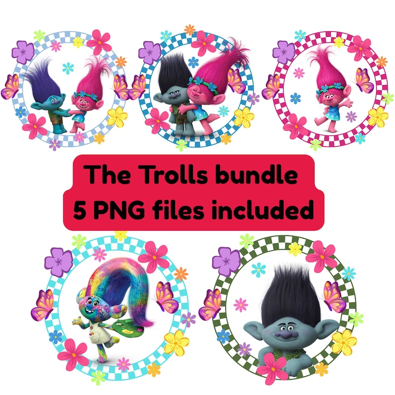Trolls Png Bundle 5 Png Images Included, Digital Download, Transparent ...