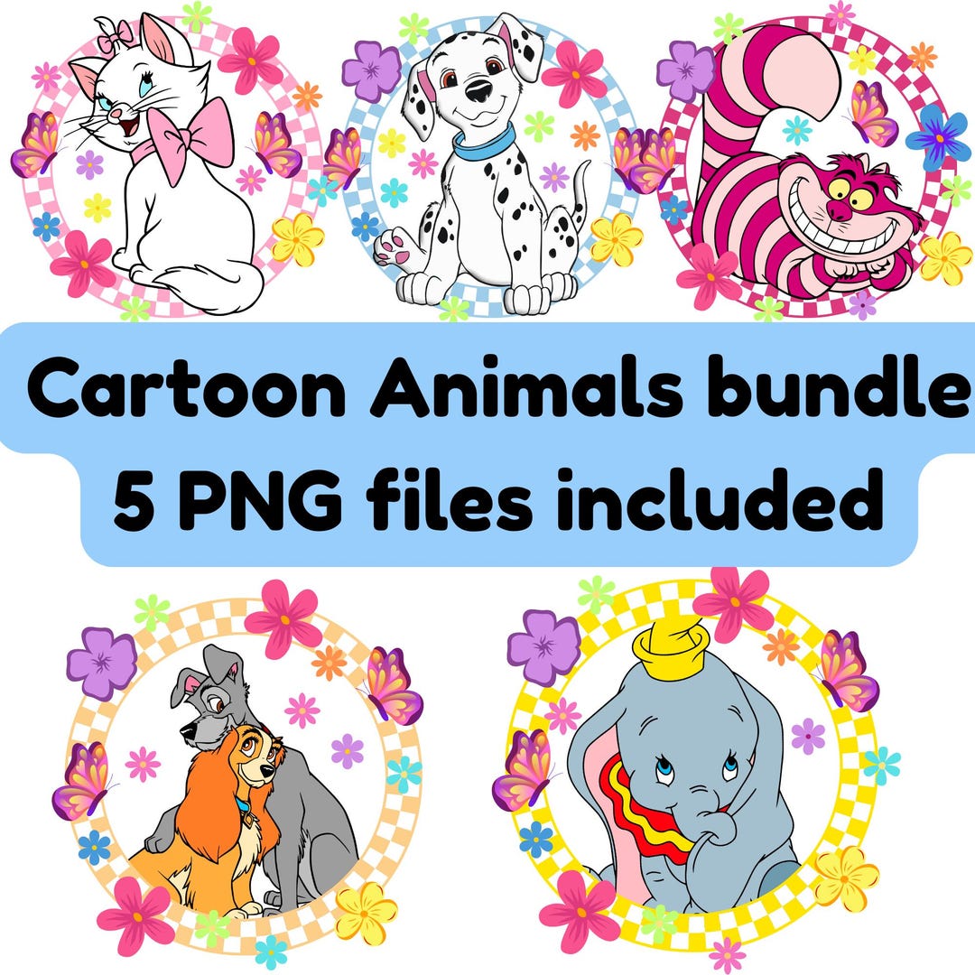 Character Animals Png Bundle 5 Png Images Included, Digital Download ...
