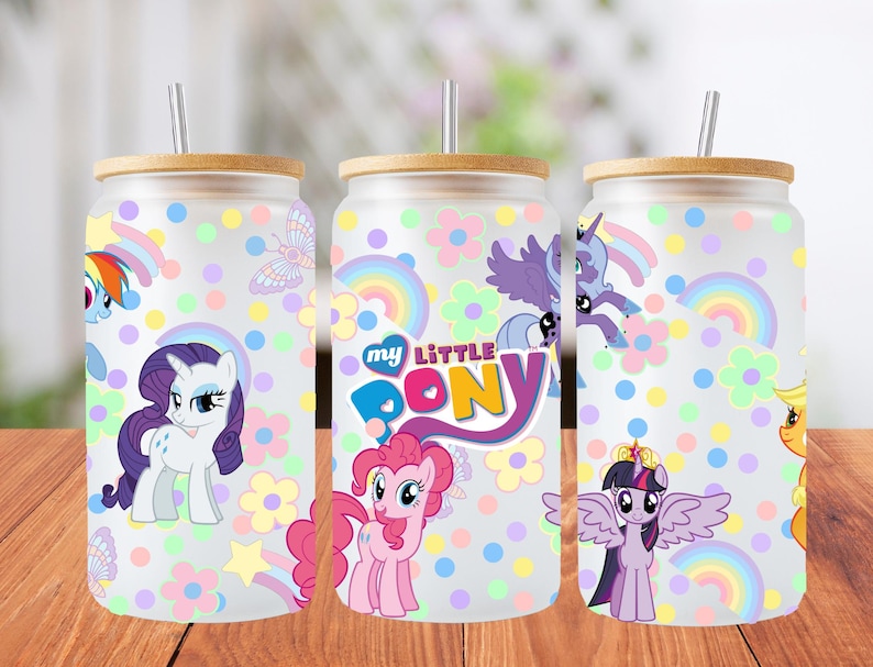 16oz Little Pony Libbey Glass Can Wrap, 1 Png File. Bright Colourful ...
