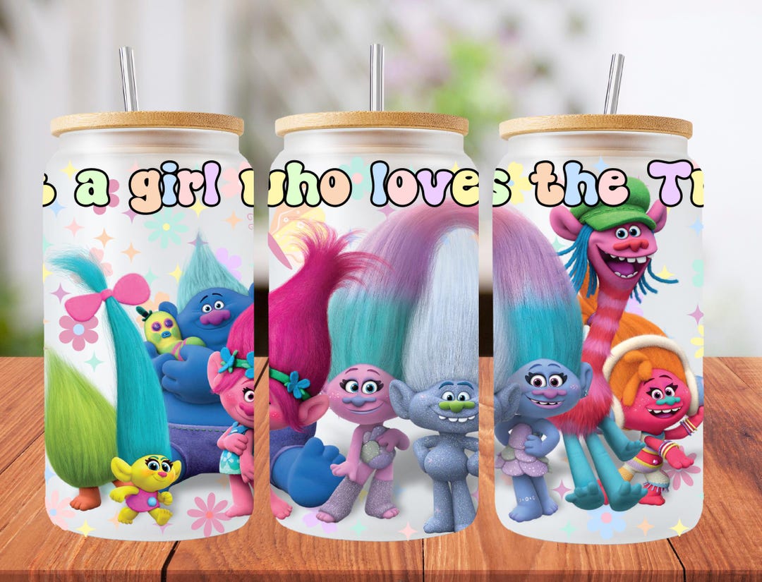 16oz Trolls Libbey Glass Can Wrap, 1 Png File. Bright Colourful ...