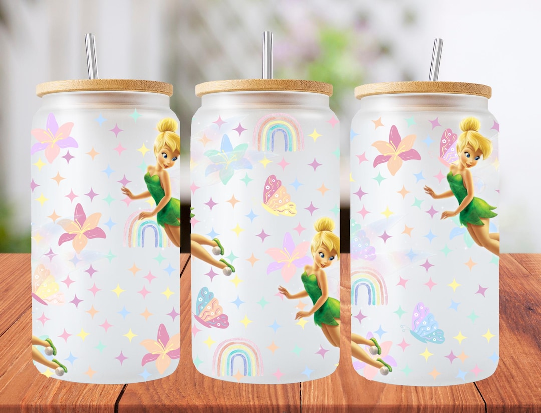 16oz Tinkerbell Princess Libbey Glass Can Wrap, 1 Png File. Bright ...