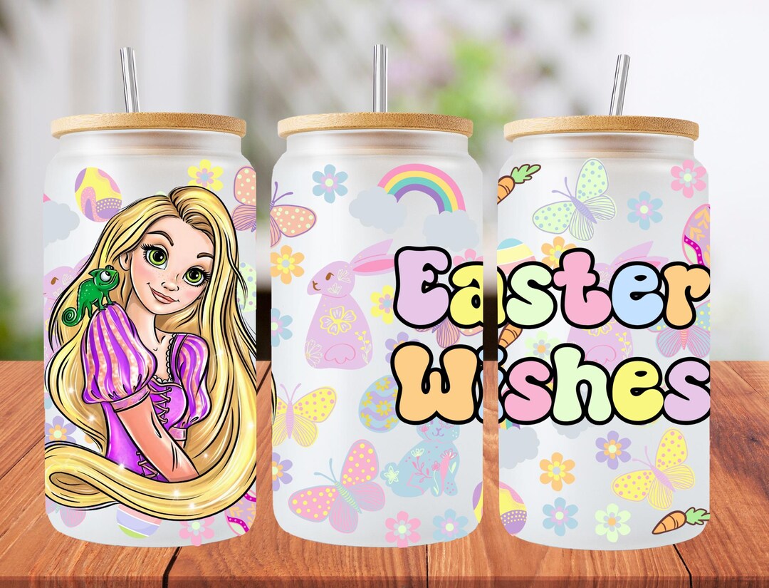 Easter 16oz Rapunzel Libbey Glass Can Wrap, 1 Png File. Bright ...