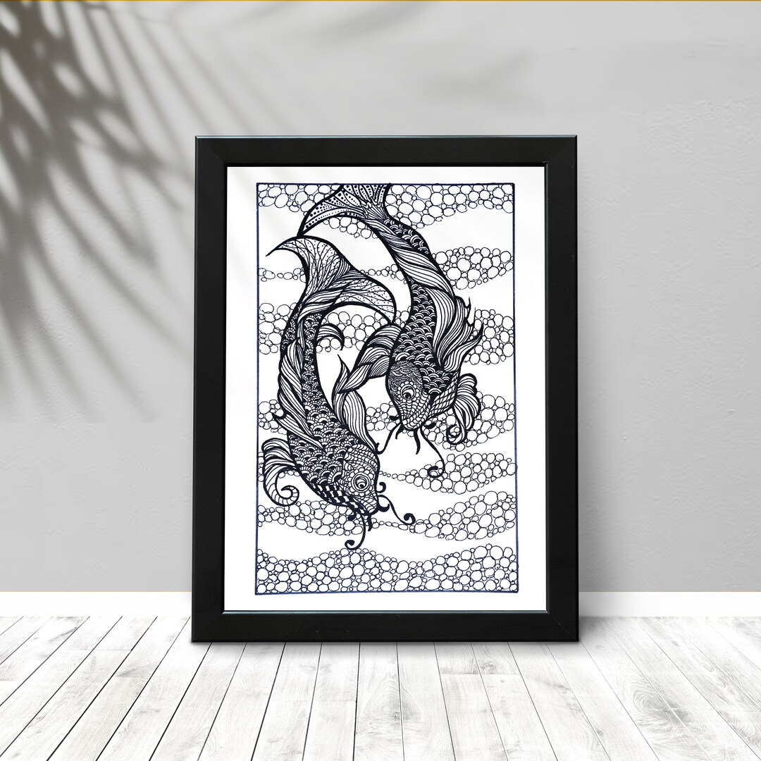 Fish Doodle Art Fish Art Print Doodle Art Wall Art - Etsy