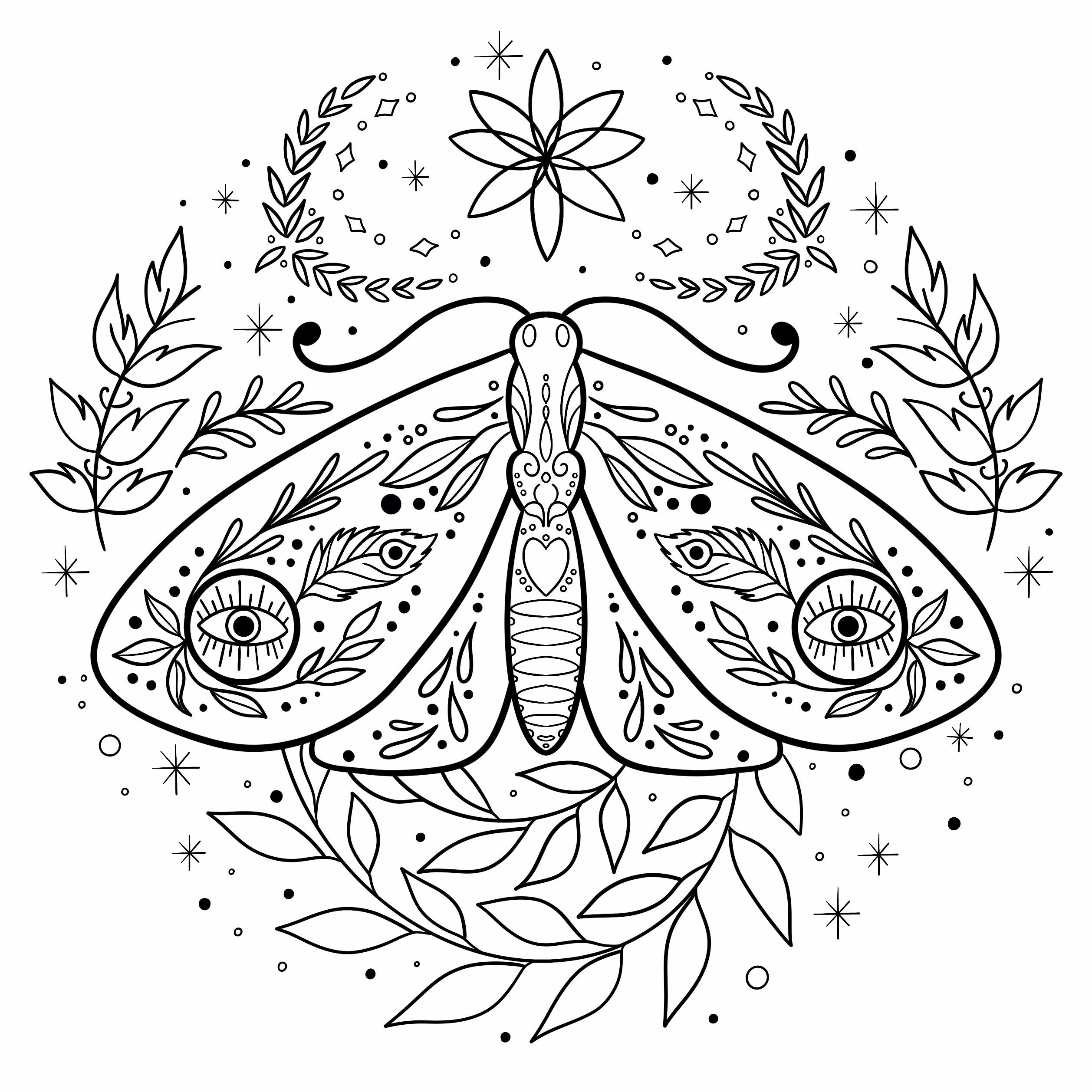 Moth Coloring Page - Etsy