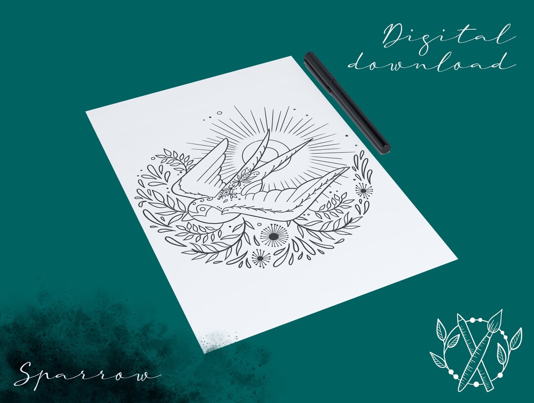 Sparrow Coloring Page - Etsy
