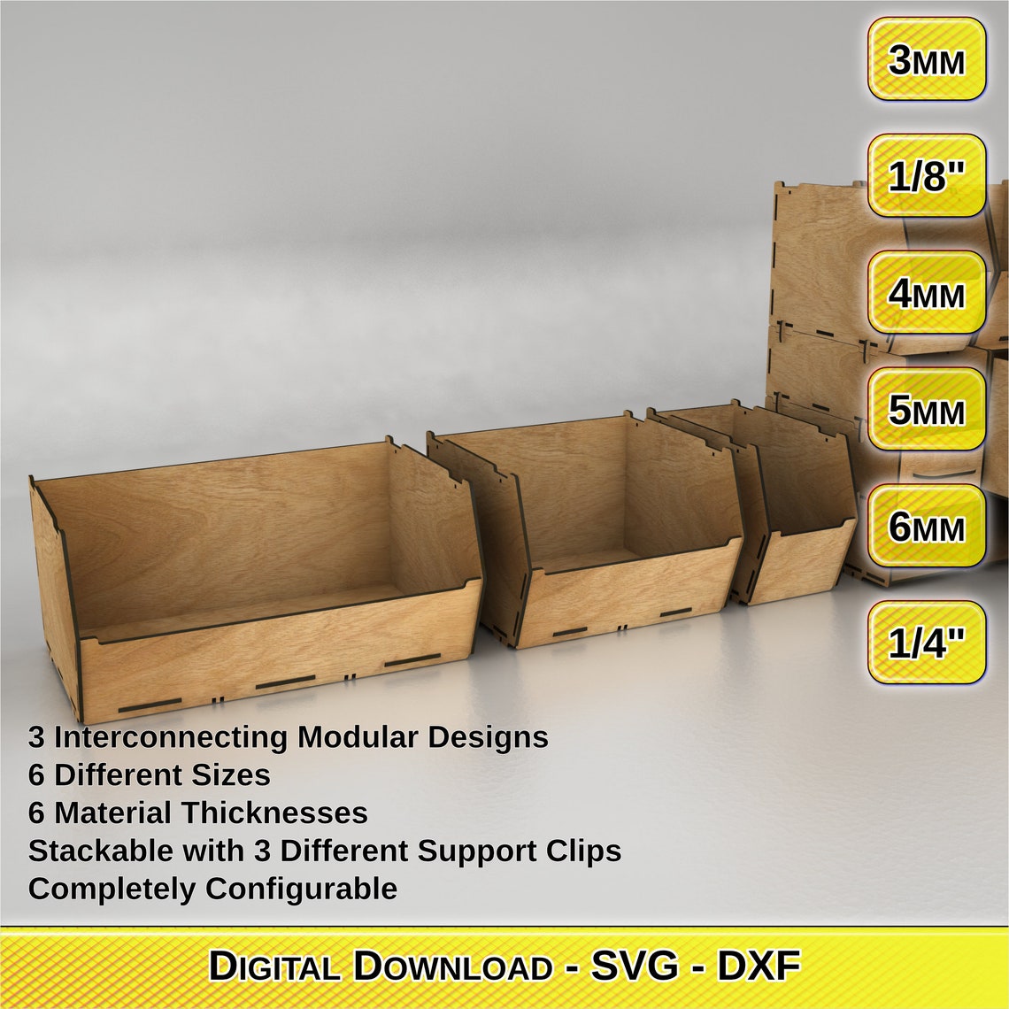 Laser Cut Complete Modular Storage System: SVG DXF Design Files ...