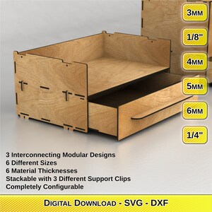 Laser Cut Complete Modular Storage System: SVG DXF Design Files ...