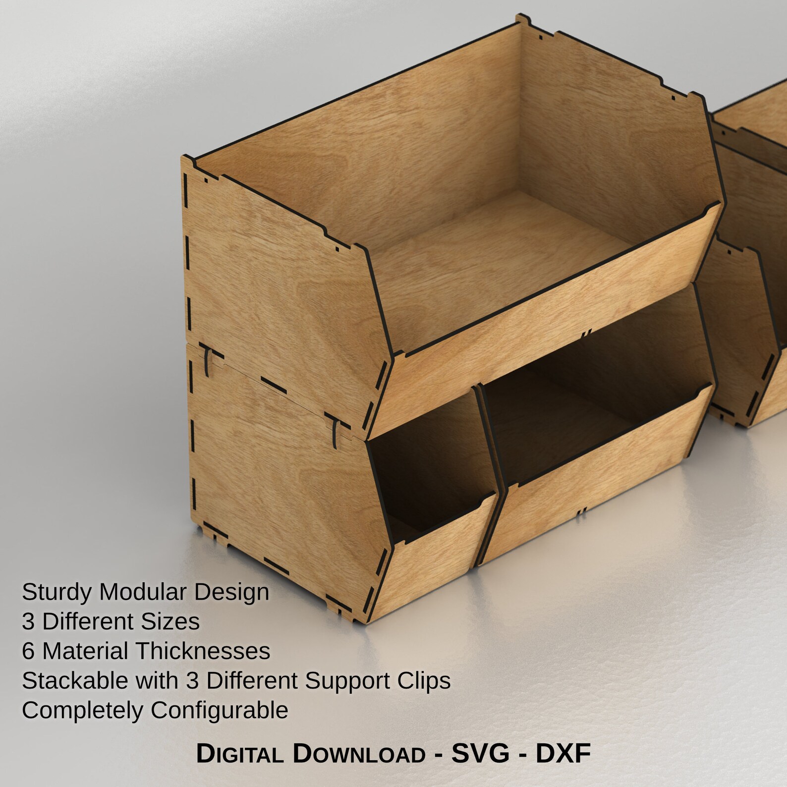 Laser Cut Modular Storage Bin Design Files 6 Material - Etsy