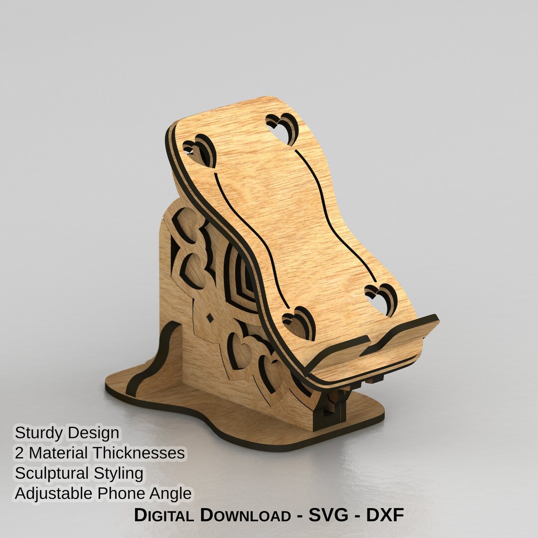 Laser Cut Love Themed Phone Stand Files Adjustable Angle 2 Material ...