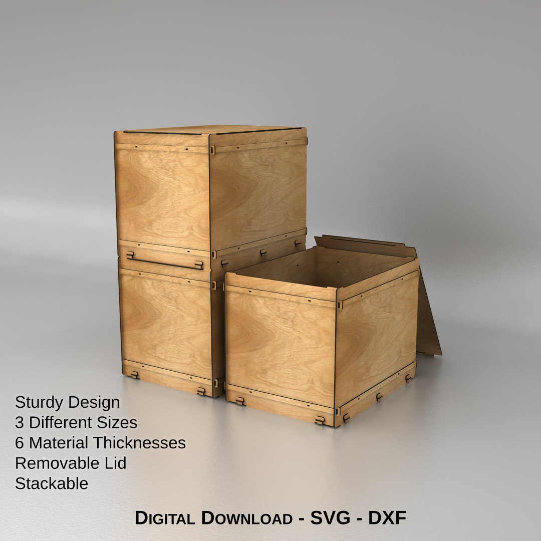 Laser Cut Large Strong Storage Box Design Files 3 Different Sizes 6 ...