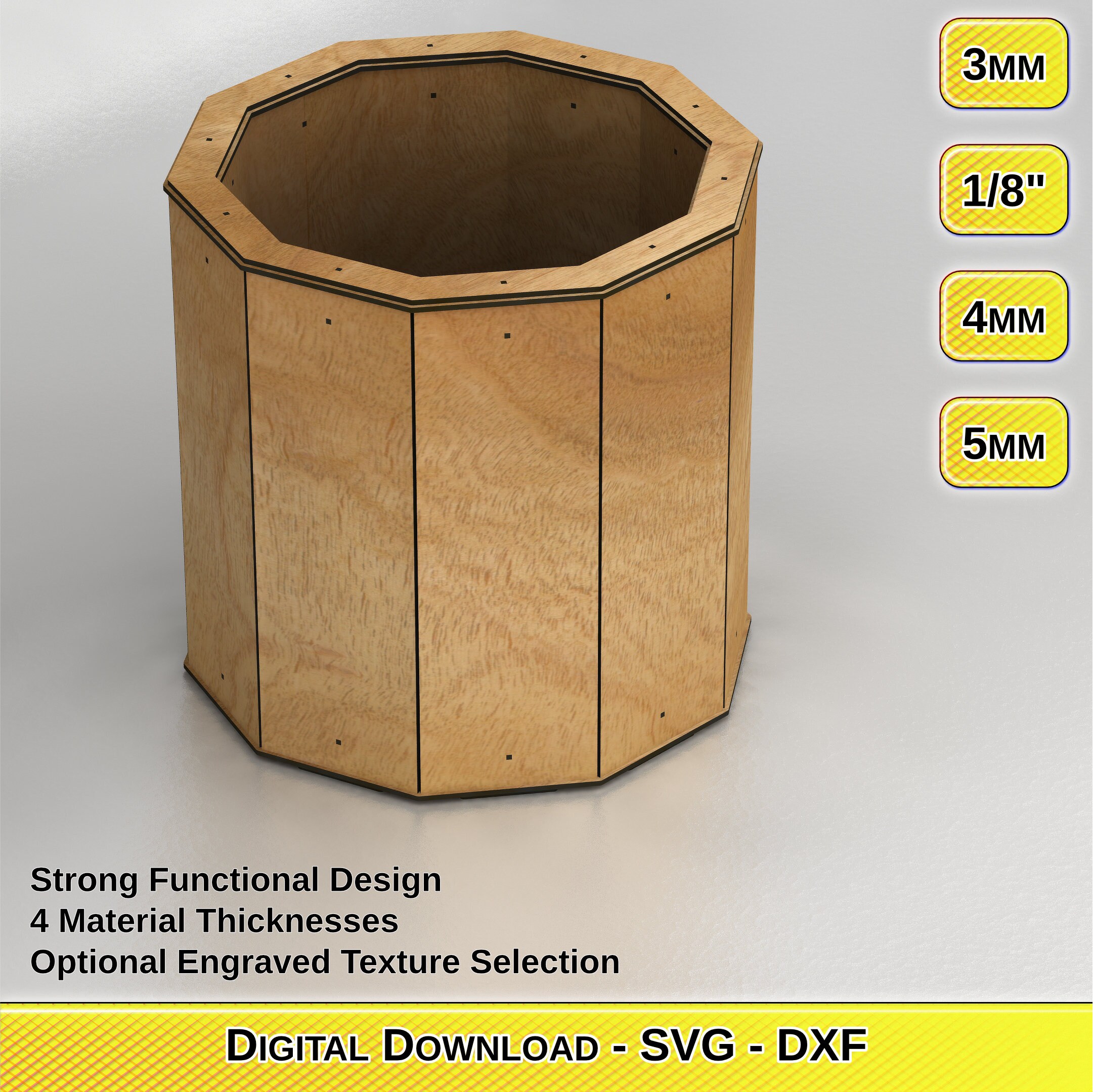 Laser Cut Small Office Bin Files - 4 Material Thicknesses - Engraved ...