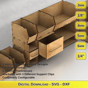 Laser Cut Complete Modular Storage System: SVG DXF Design Files ...