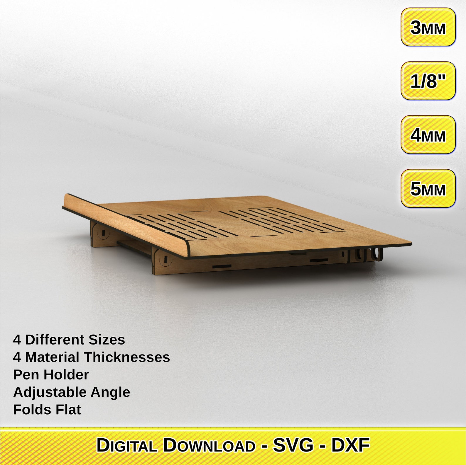 Laser Cut Graphics Tablet Stand Files: Adjustable, Foldable (digital ...