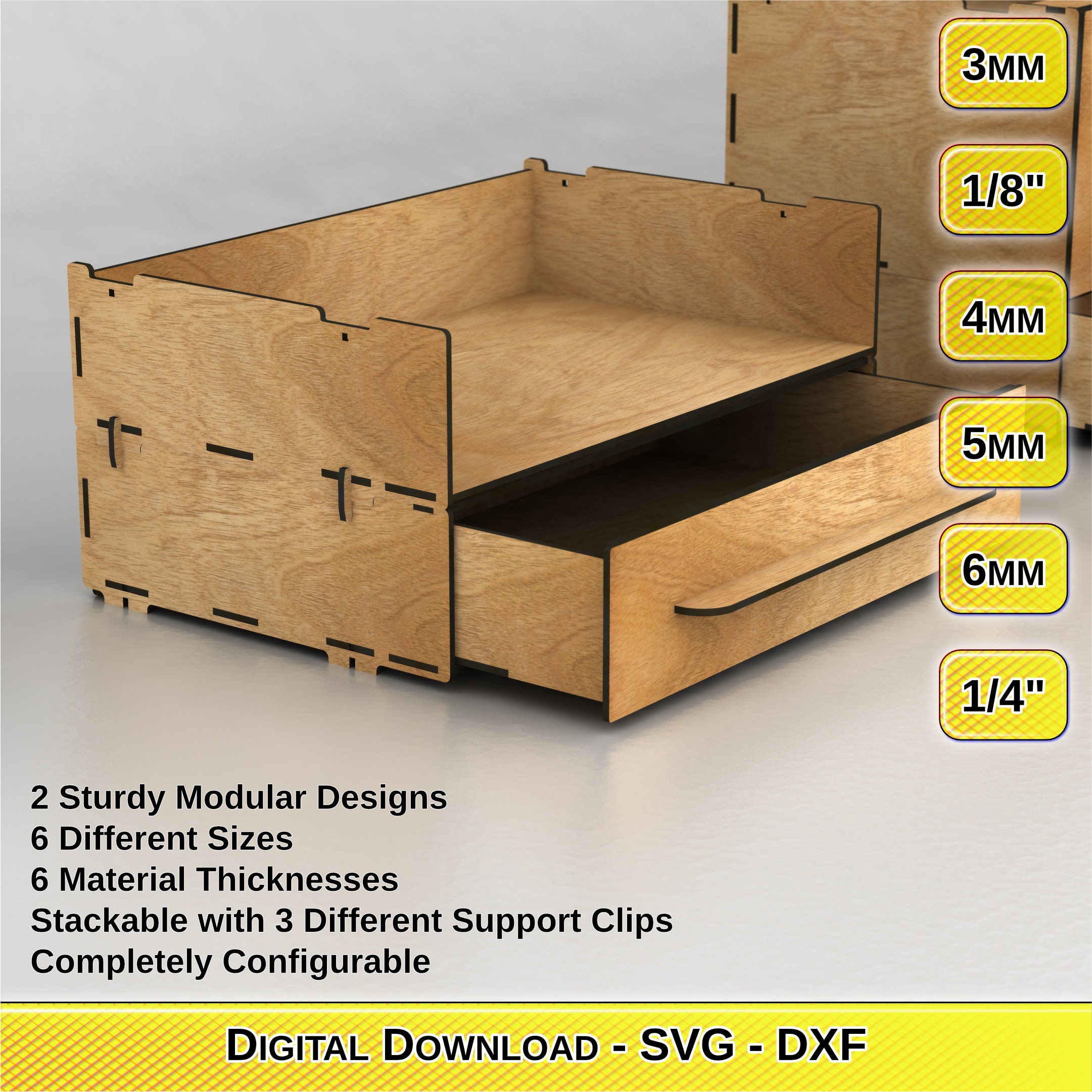 Laser Cut Modular Storage Drawer & Tray Design Files (digital Download) - Etsy
