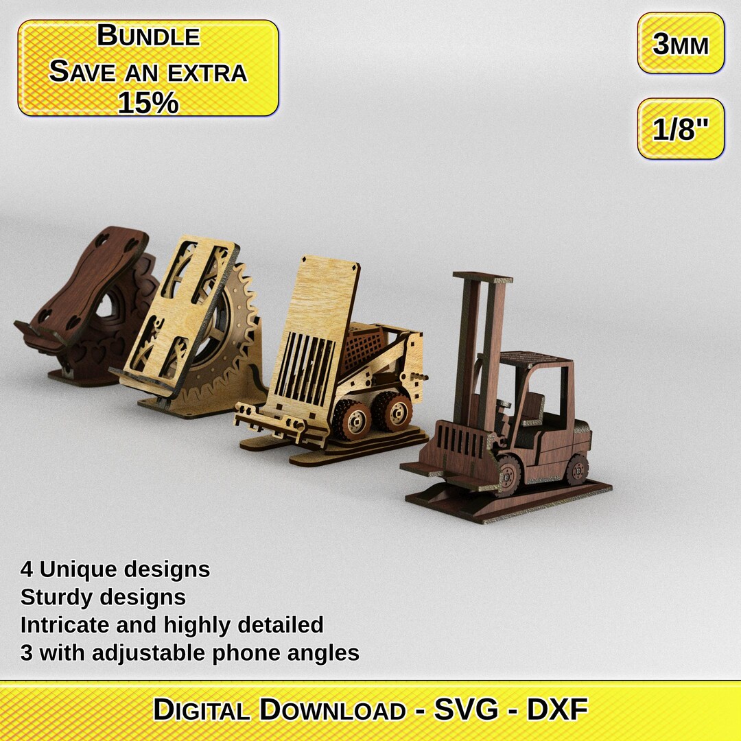 Laser Cut Phone Stand Files – 4 Intricate Designs – SVG DXF – 2 ...