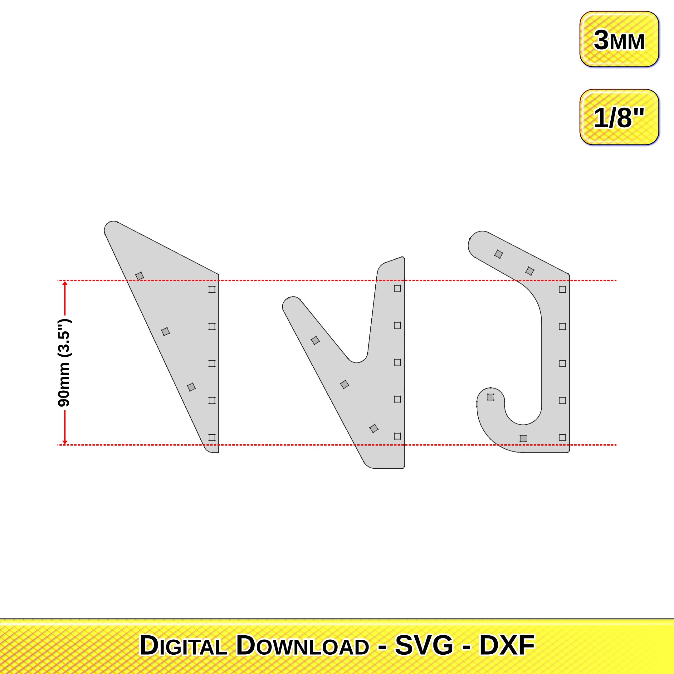 Laser Cut Multipurpose Hanger Hook Files - Minimalist - 3 Different ...