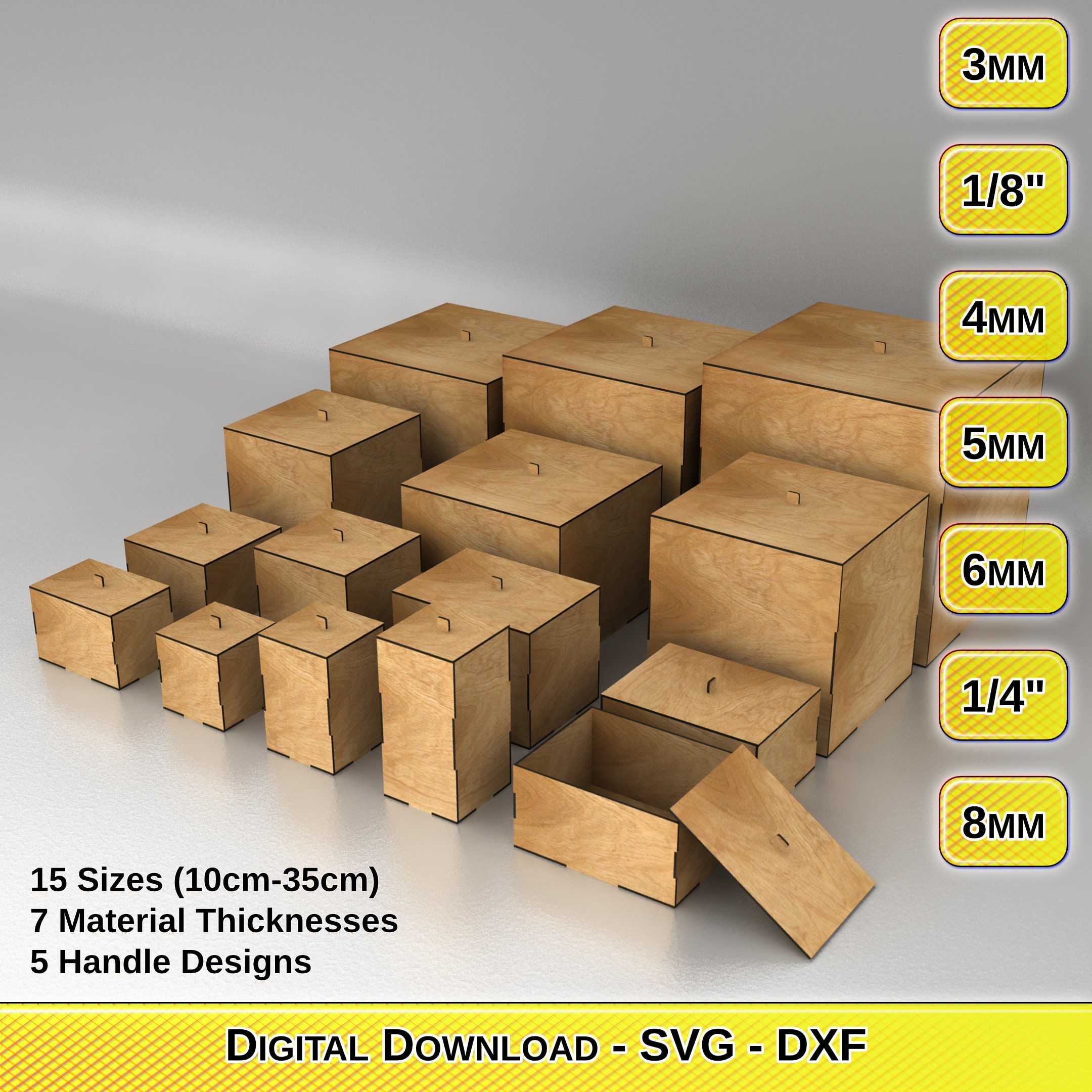 Laser Cut Storage Box With Removable Lid Design Files - 15 Different ...