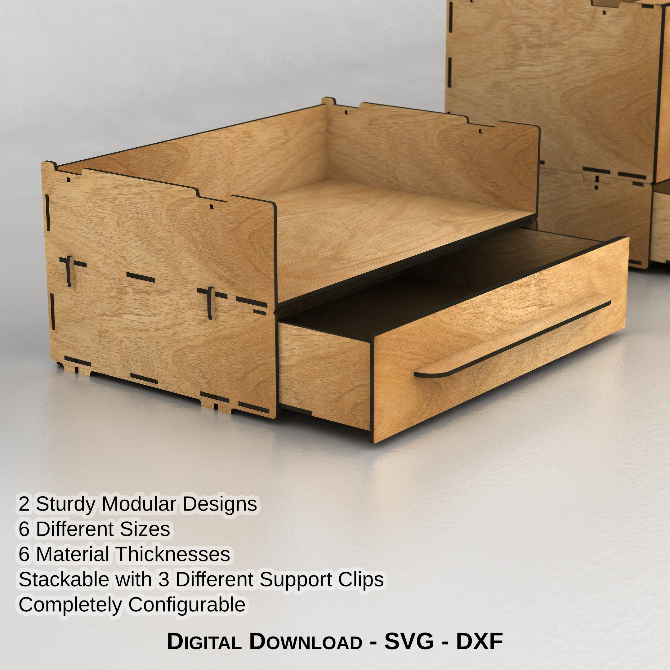 Laser Cut Modular Storage Drawer and Tray Design Files 2 - Etsy