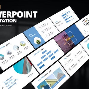 Minimal Blue Business Powerpoint Template 75 Slides - Etsy