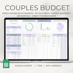 Couples Budget Spreadsheet, Google Sheets Template, Weekly Monthly ...