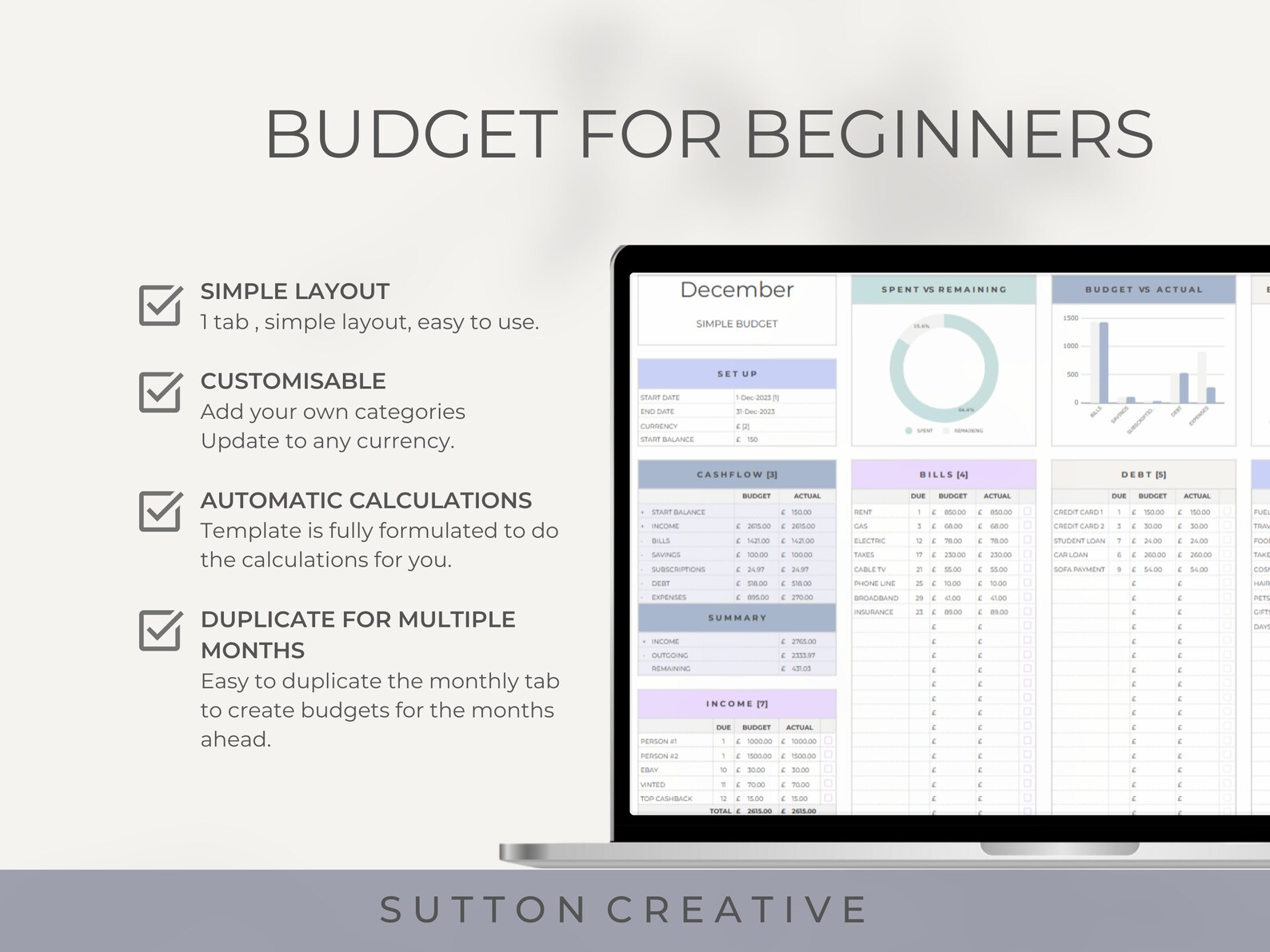 Couples Budget Spreadsheet, Google Sheets Template, Weekly Monthly ...