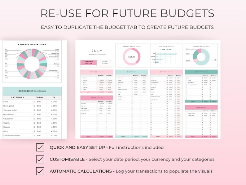 Couples Budget Spreadsheet, Google Sheets Template, Weekly Monthly ...
