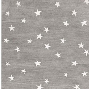 Handmade Tufted Wool Area Rug Gray Starry Design Playroom Carpet Living ...