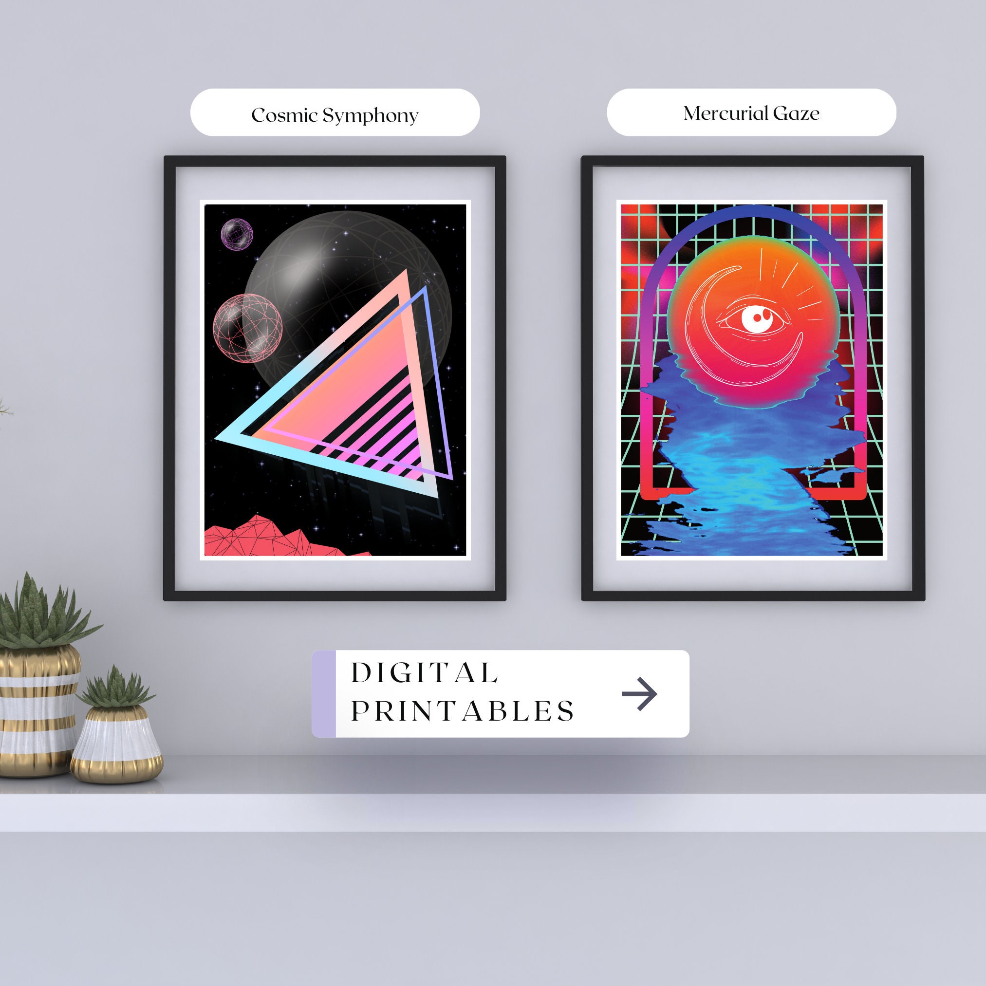 Goth Vaporwave Digital Art Collection Printable Retro Vaporwave Digital ...