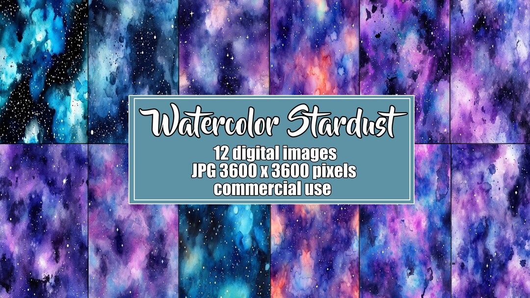 Watercolor Stardust Digital Art, Starfield Galaxy Night Sky Cosmic ...