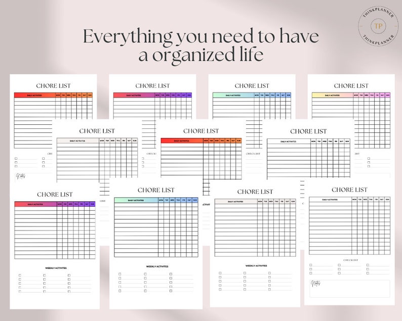Printable Bundle Chores Chart Chores Schedule Chores Planner Chores ...